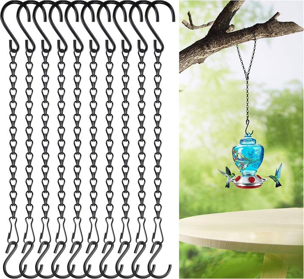 NOGIS 10 Pack 10 Inch Plant Hanger,Black Hanging Chains with S Hooks ...