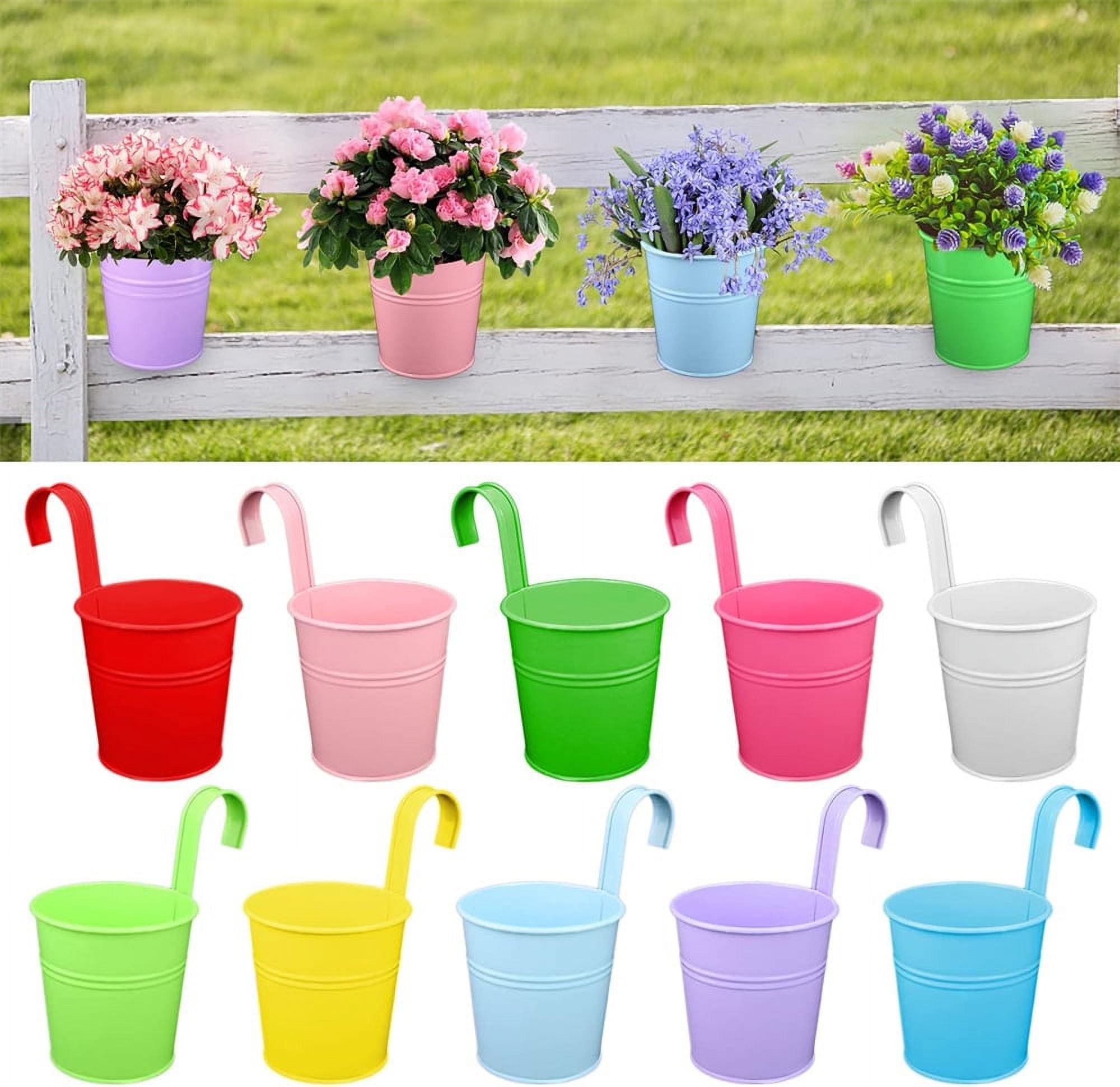 NOGIS 10 Pack 4" Metal Hanging Flower Pots, Railing Planter, Small ...