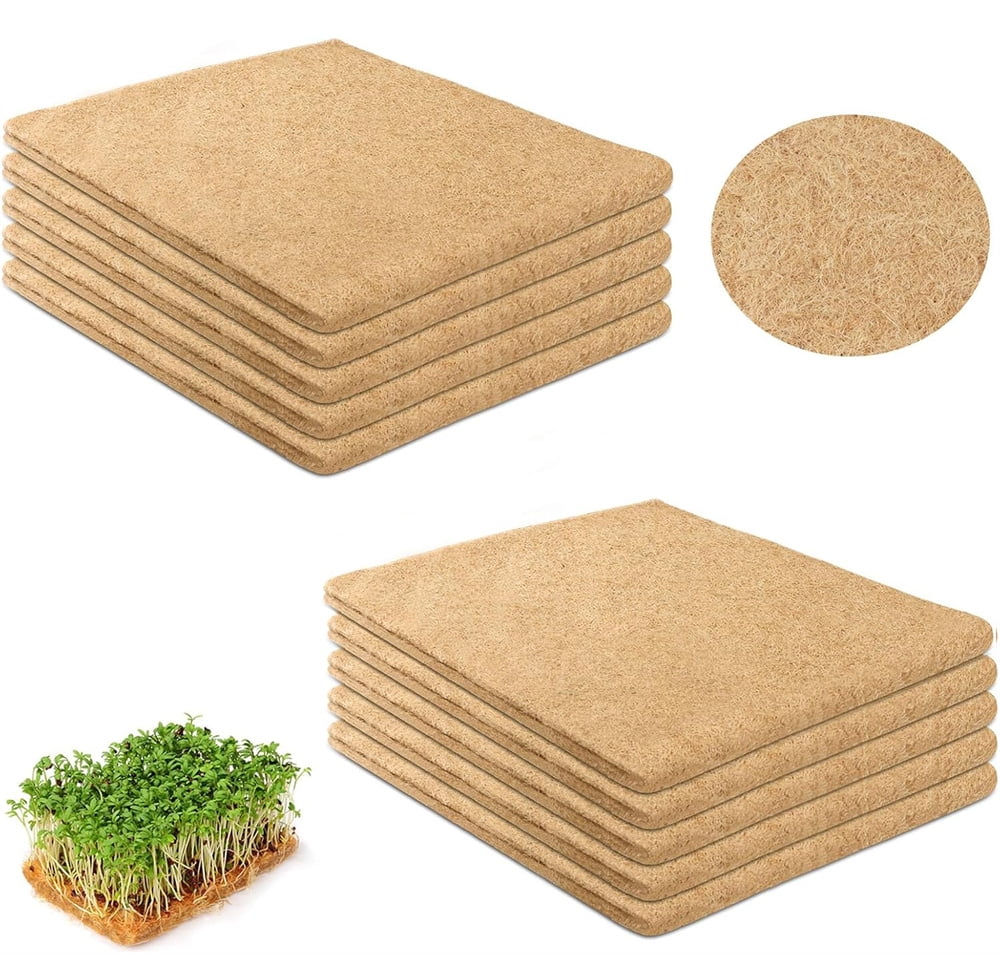 NOGIS 10 Pack Jute Grow Mat for Microgreens, 10" X 10" Hydroponic Grow ...