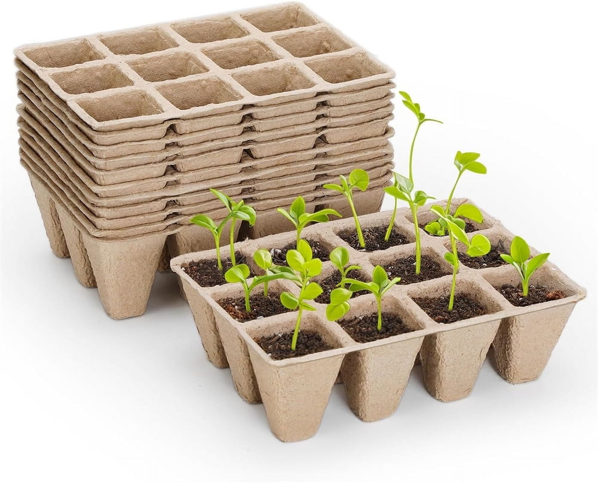 NOGIS 10 Packs Seedling Starter Trays 120 Cells, Biodegradable Seed ...