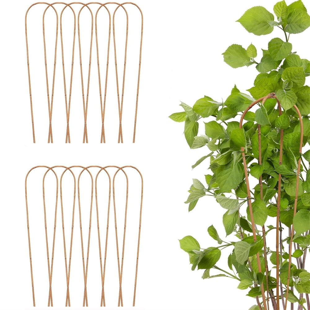 NOGIS 10 Pcs 16" Natural Bamboo Plants Trellis U-Hoop,Bamboo Gaeden ...