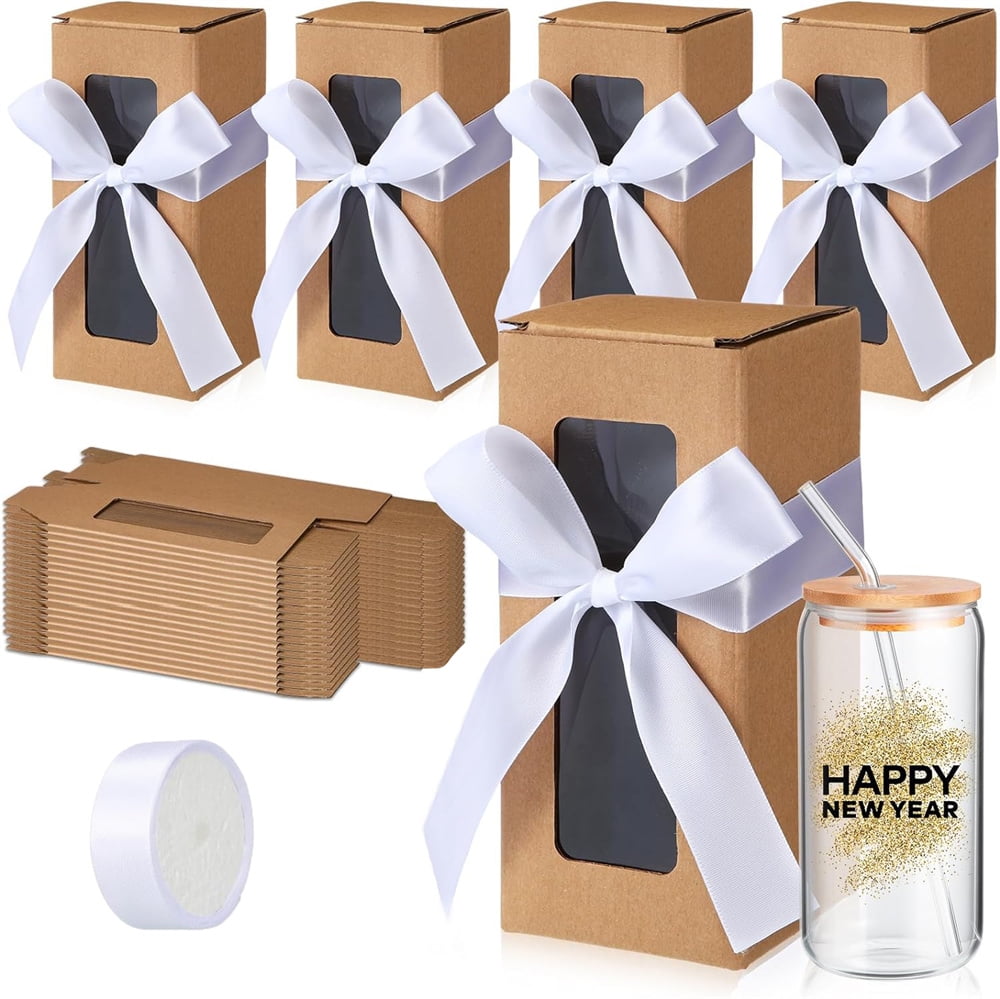 NOGIS 10 Pcs Gift Boxes with Ribbon for Sublimation Glass Exhibition ...
