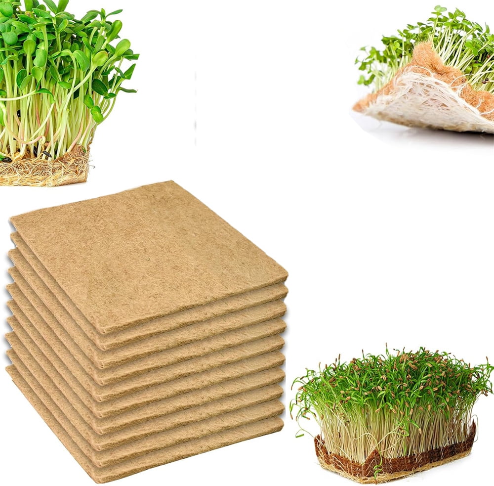 NOGIS 10 Pcs Hemp Mats for Growing Microgreens 10" X 10" Jute Fiber ...