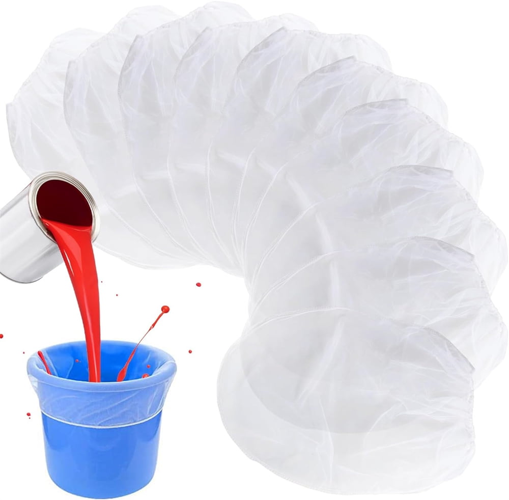 NOGIS 10 Pieces 1 Gallon Elastic Top Paint Strainer Bags White Fine ...