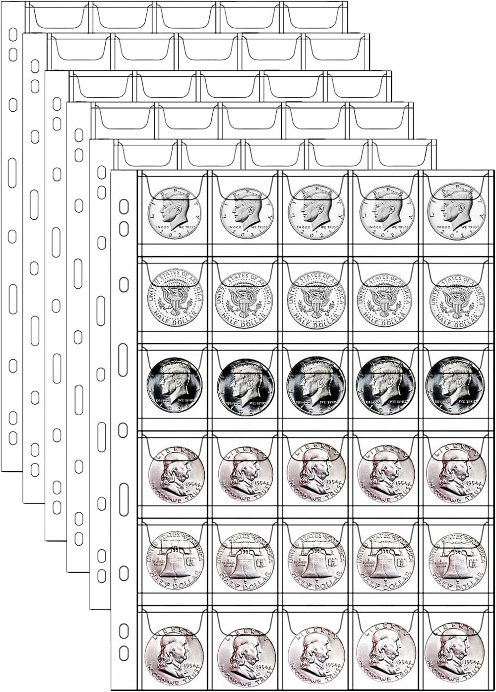NOGIS 10 Sheets Coin Collection Supplies Pages, Coins Collecting Pocket ...