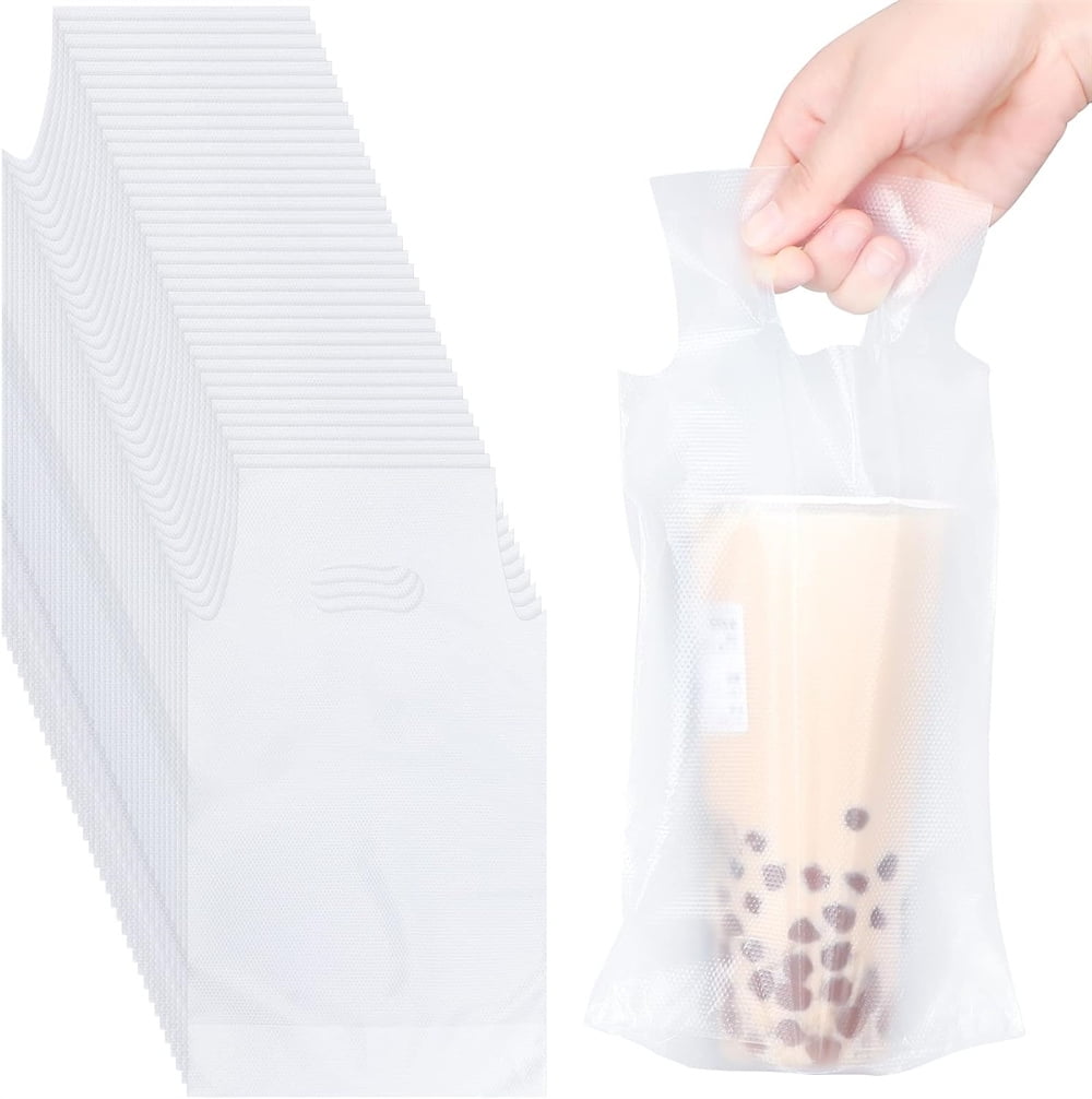 NOGIS 100 PCS Drink Carrier for Delivery, Plastic Bag Carrier with ...
