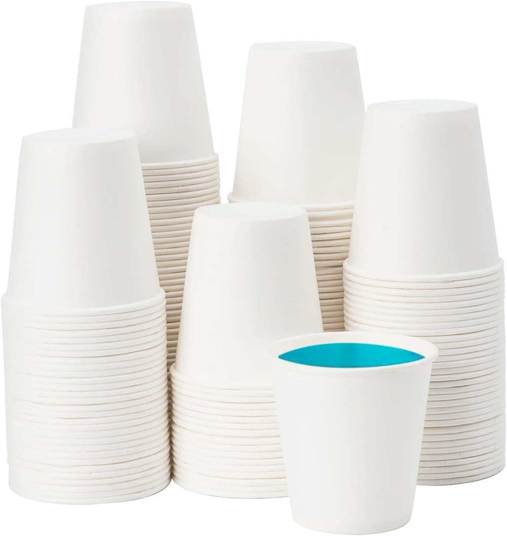 NOGIS 3 oz 100 Pack Disposable Paper Coffee Cups, Bulk White Hot to Go ...