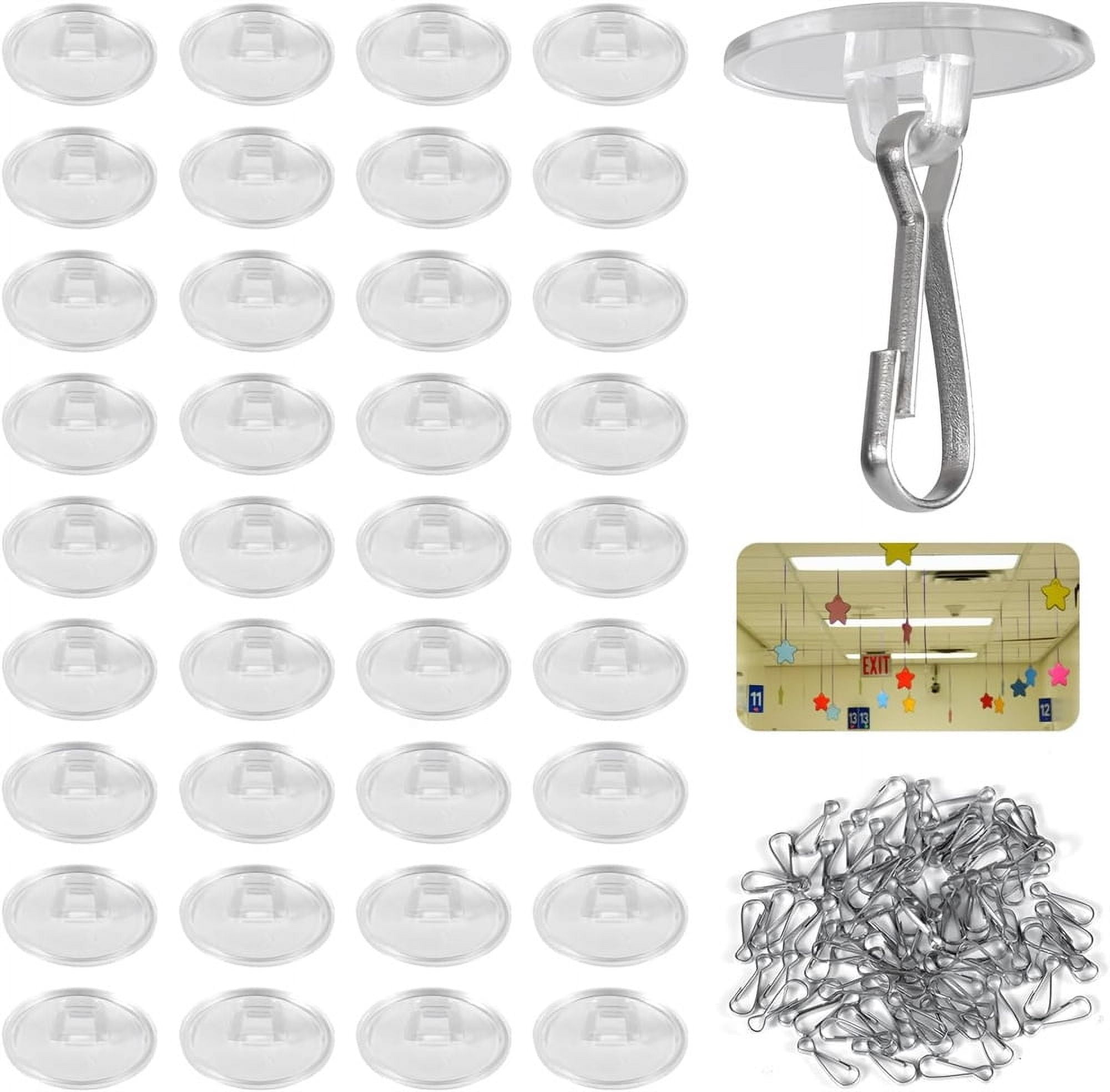 NOGIS 100 Pack Sticky Ceiling Hooks Self Adhesive Wall Hooks Round ...