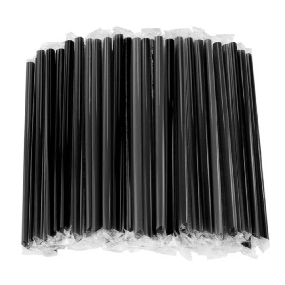 NOGIS 100 Pcs Black Boba Straws Jumbo Smoothie Straws,Individually ...