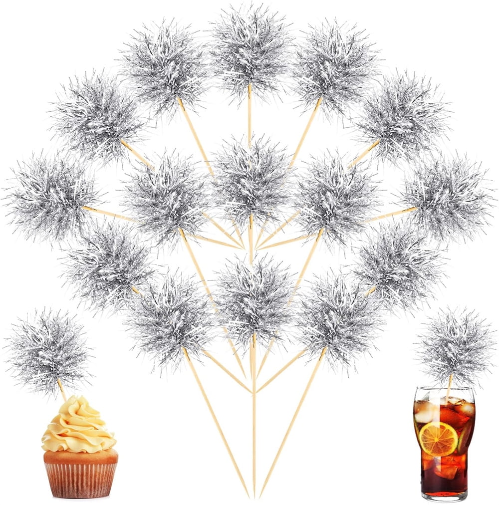 NOGIS 100 Pcs Firework Cupcake Toppers Cocktail Picks Tinsel Cupcake ...