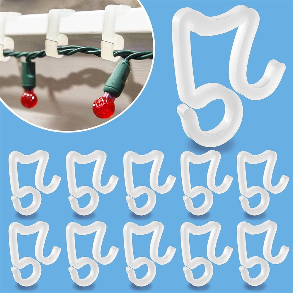 NOGIS 100 Pcs Outdoor Light Clips Hooks for Outdoor String Lights Gutter Clips for Hanging ...