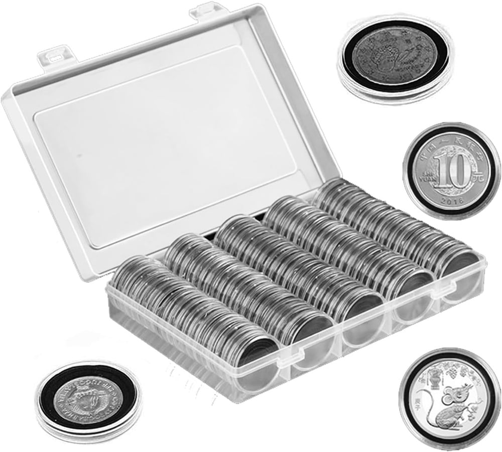 NOGIS 100 Pieces 30mm Coin Capsule,5 Sizes Protect Gasket, Coin Holder ...