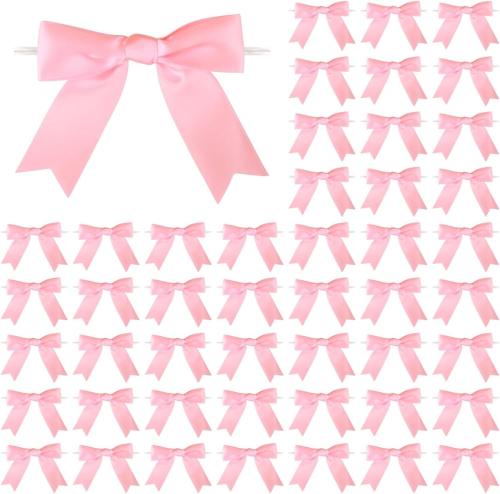 NOGIS 100 Pieces Mini Satin Ribbon Twist Tie Bows DIY Twist Bow Crafts ...
