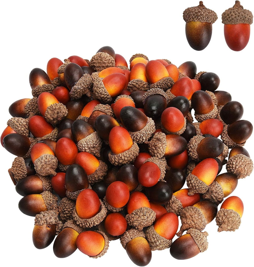 NOGIS 100PCS 3cm Artificial Mini Acorns, Fake Fruit Props Lifelike Oak ...