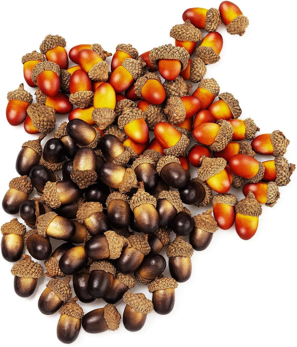 NOGIS 100PCS Mini Artificial Acorns, Small Fake Acorns Mixed Color ...