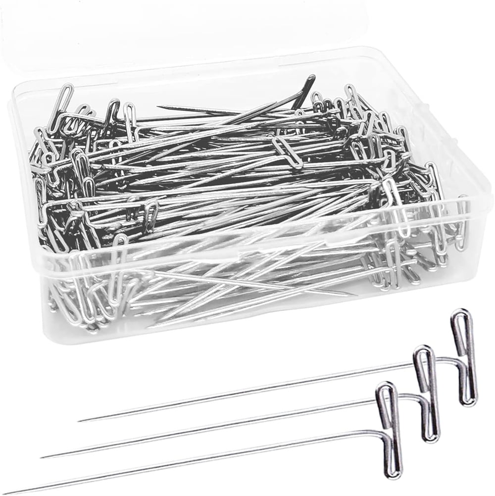 NOGIS 100Pcs T Pins, 2 inch Sewing Pins, Stainless Steel Wig Pins for ...