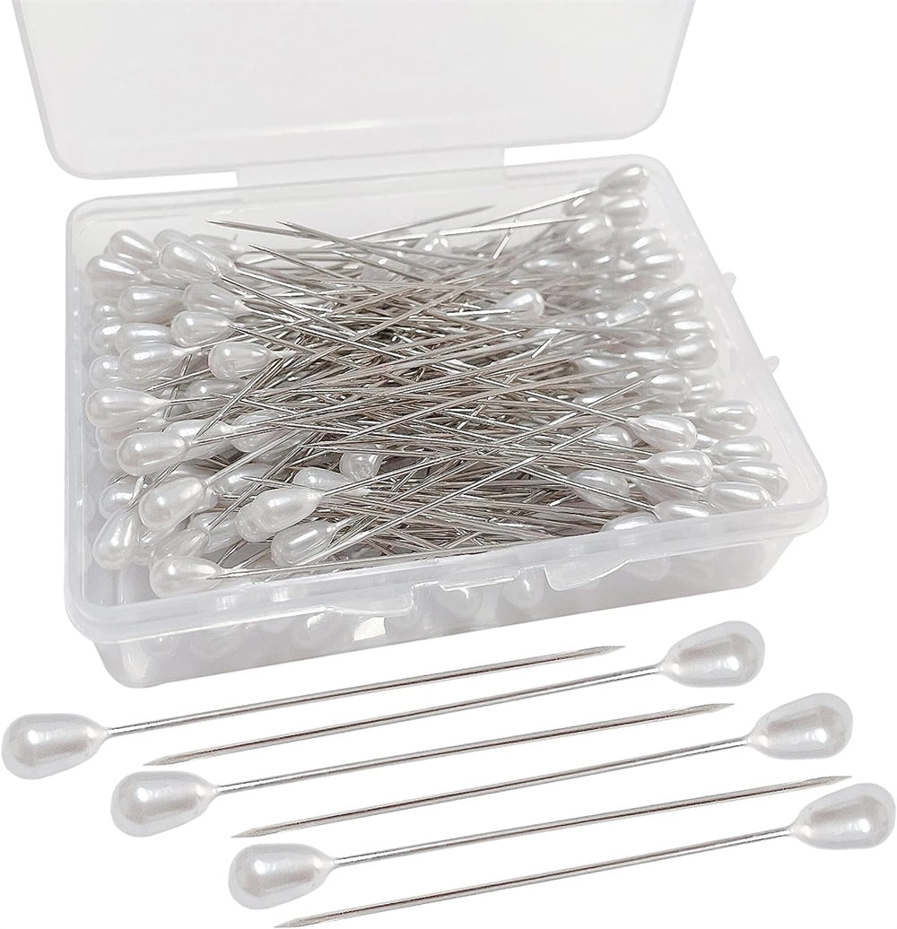 NOGIS 100pcs Corsage Pins Teardrop Pearl Head Pins Bouquet White ...