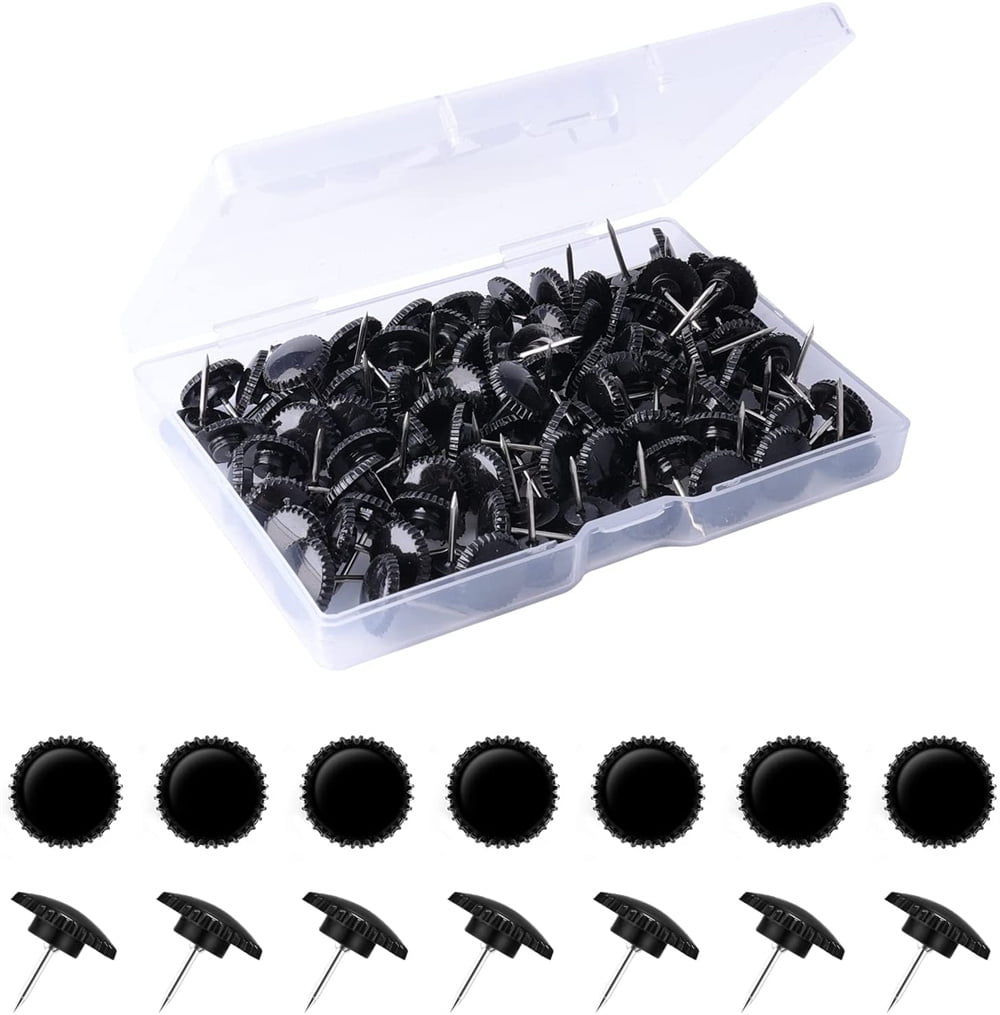 NOGIS 100pcs Gear Shaped Push Pins, Black Plastic Pushpins with Stainless Steel Point Decorative ...