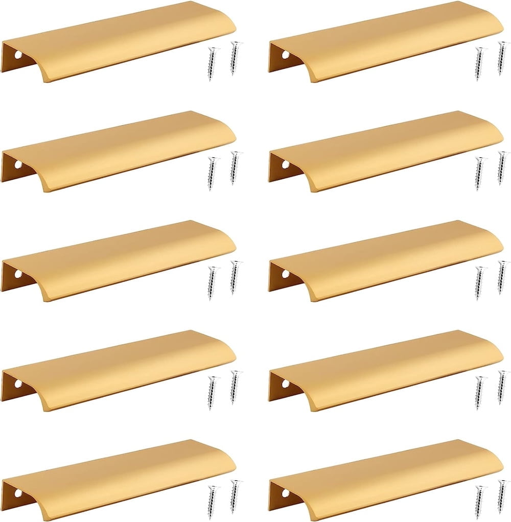 NOGIS 10PCS Back Mount Finger Edge Pull Gold 5.9 Inch Aluminum Hidden ...