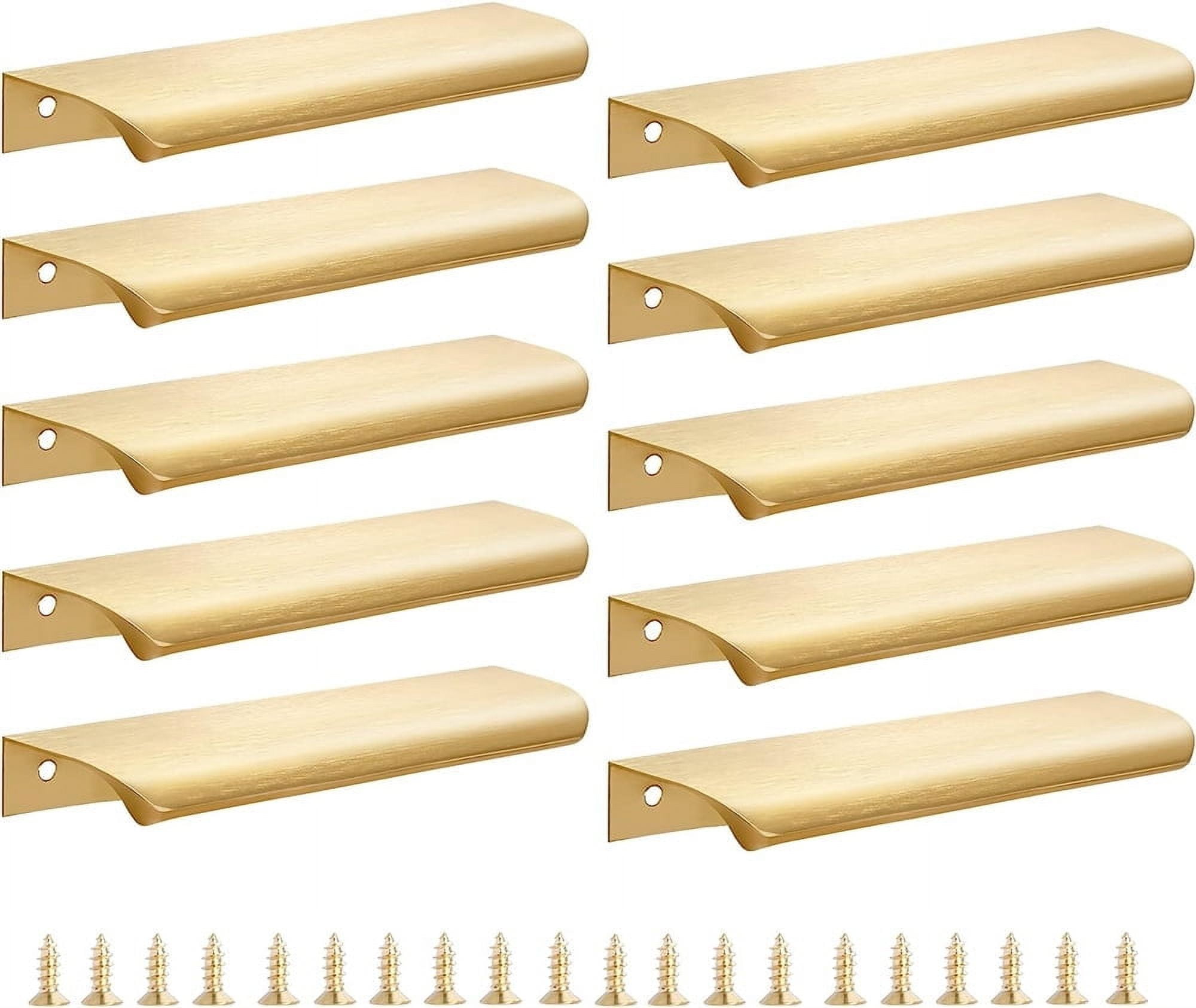 NOGIS 10PCS Mount Finger Edge Pull Handles Gold Aluminum Hidden ...