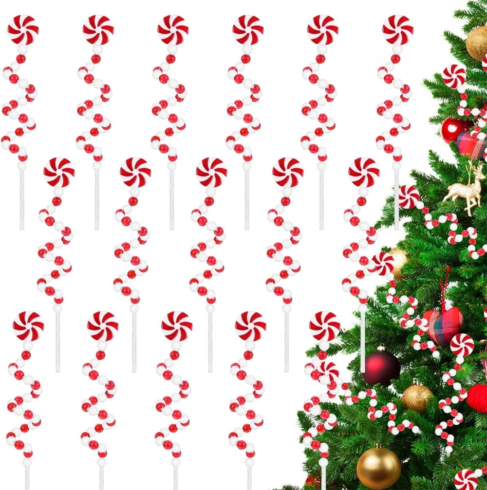 NOGIS 11.8 Inch Christmas Candy Curly Pick, 16Pcs Red White Christmas ...