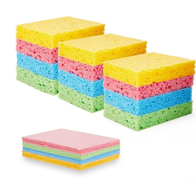NOGIS 12-Count Kitchen Sponges- Compressed Cellulose Sponges Non ...