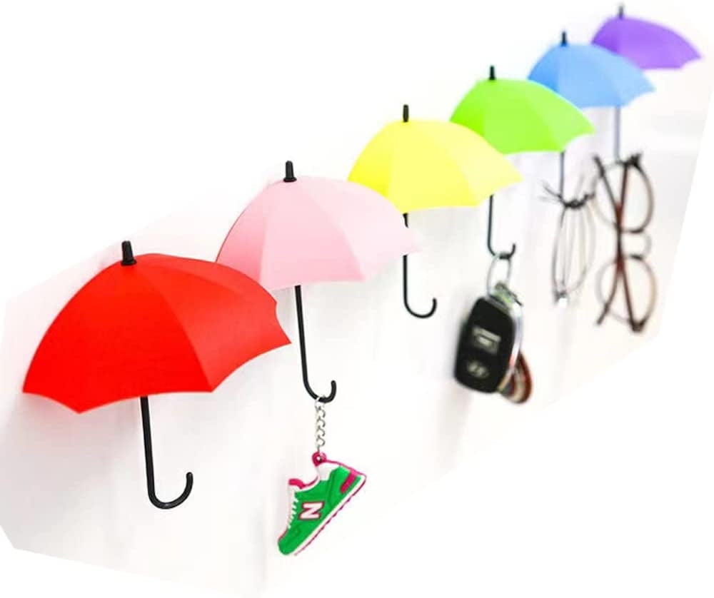 NOGIS 12 PCS Colorful Umbrella Wall Key Holder Wall Rack，Key Organizer ...