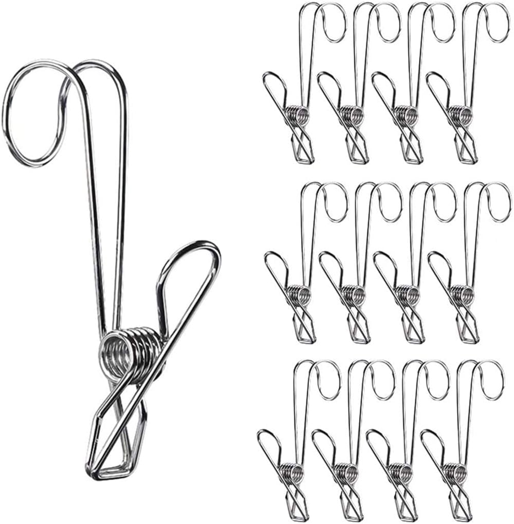 NOGIS 12 Pack 304 Stainless Steel Metal Hanging Clip with Hooks ...