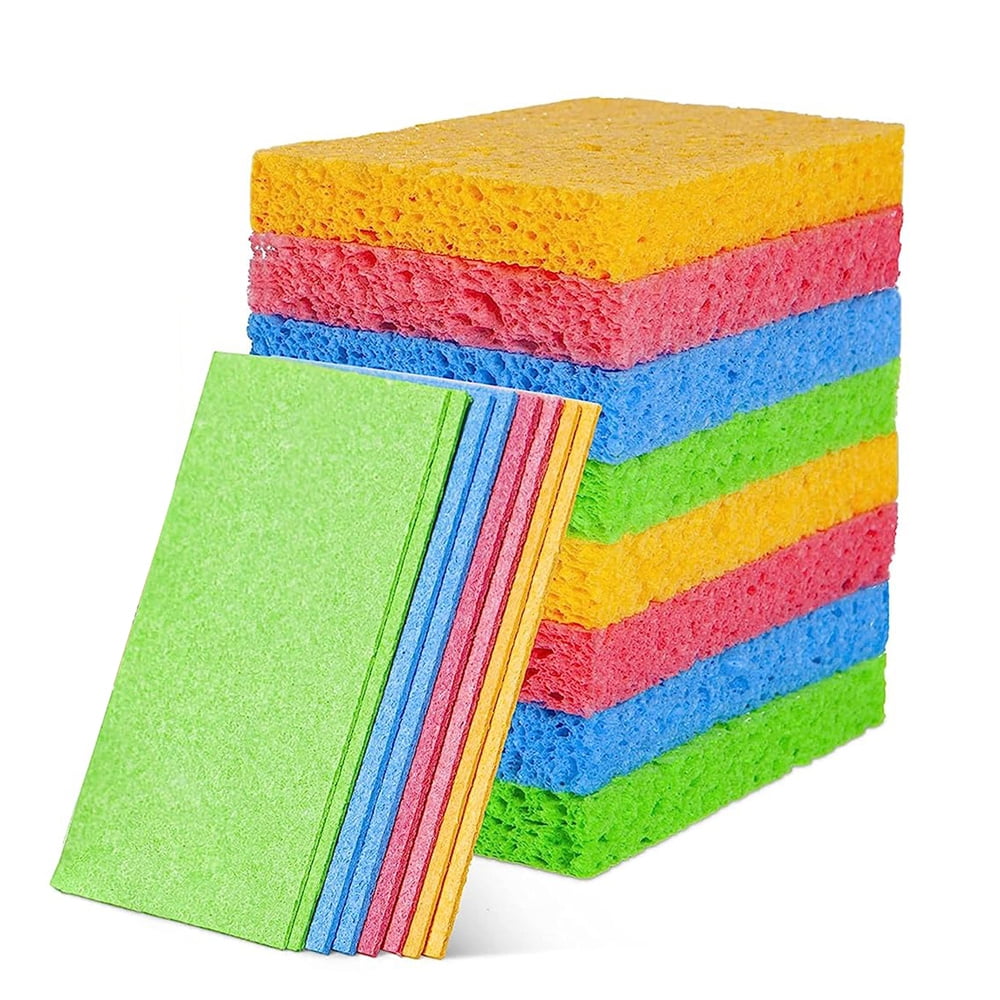 NOGIS 12 Pcs Compressed Cellulose Sponges Dual Sided Kitchen Sponges ...