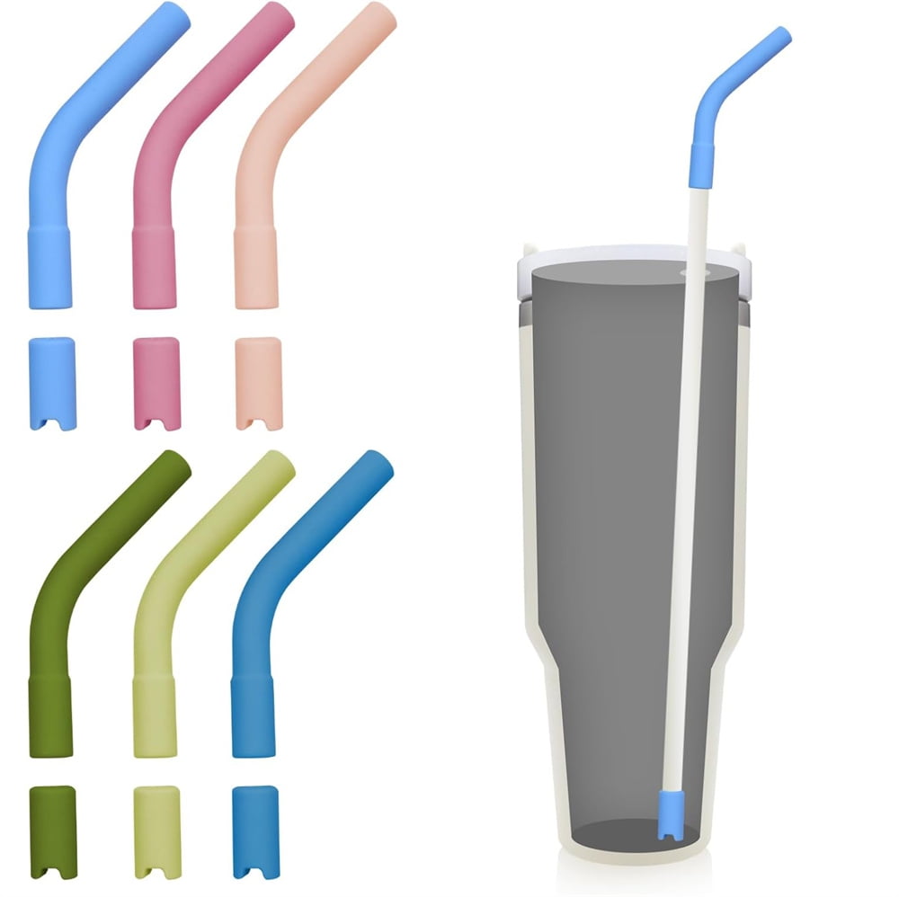 NOGIS 12 Pcs Silicone Straw Tips with Bottom Sleeve Reusable Silicone ...