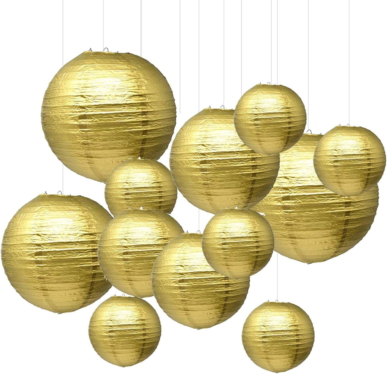 NOGIS 12 Piece Round Chinese Paper Lantern Set, 6/8/10/12 Inches ...