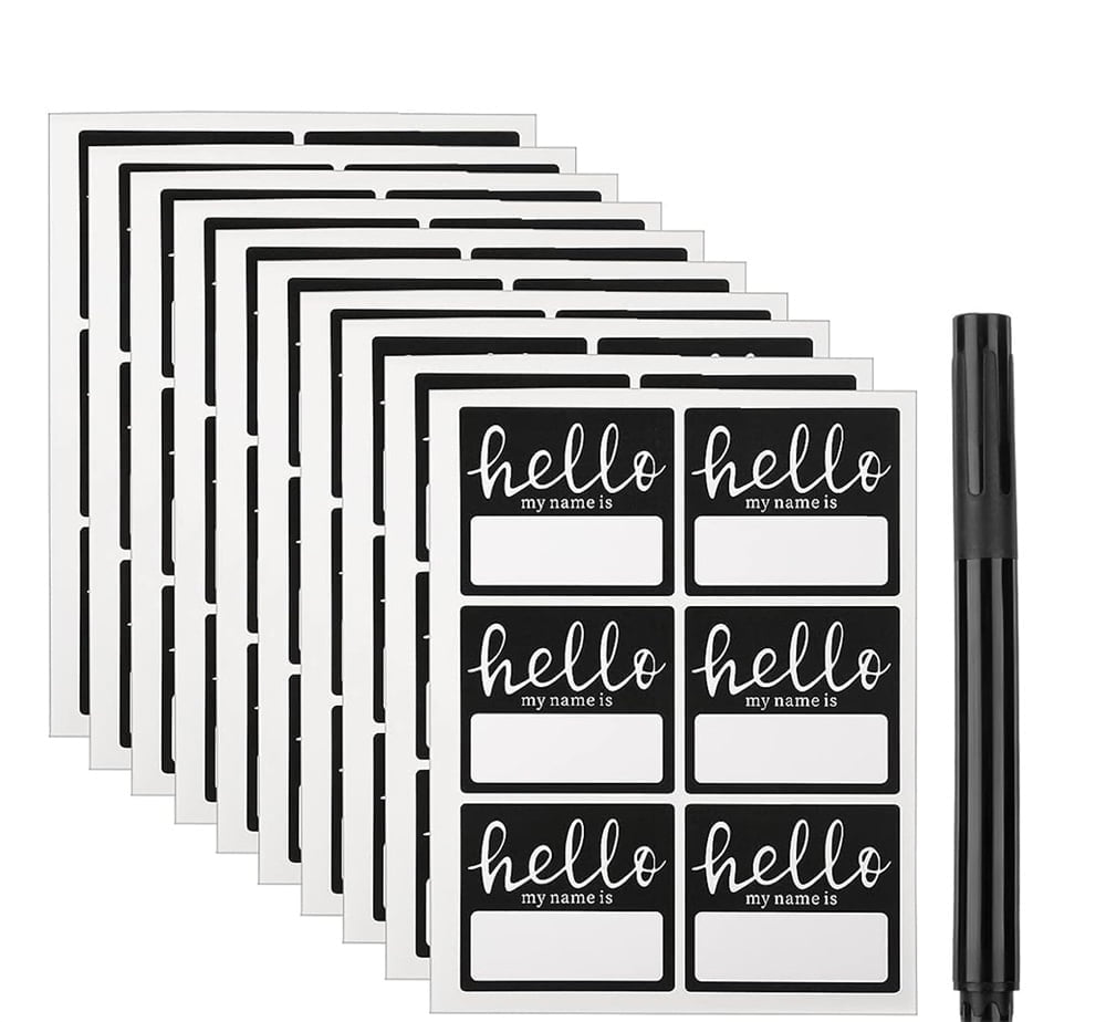 NOGIS 120 Pcs Hello My Name is Stickers with Black Marker Pen, Hello My ...