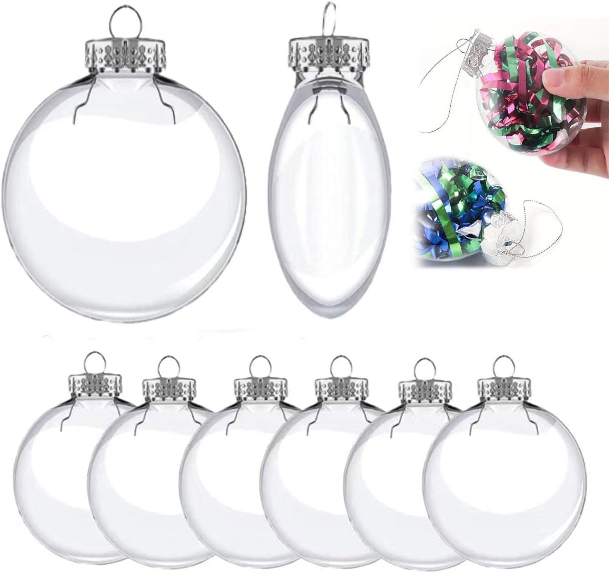 NOGIS 12PCS Christmas Flat Ball Ornaments, 2.36 inch Plastic Fillable ...