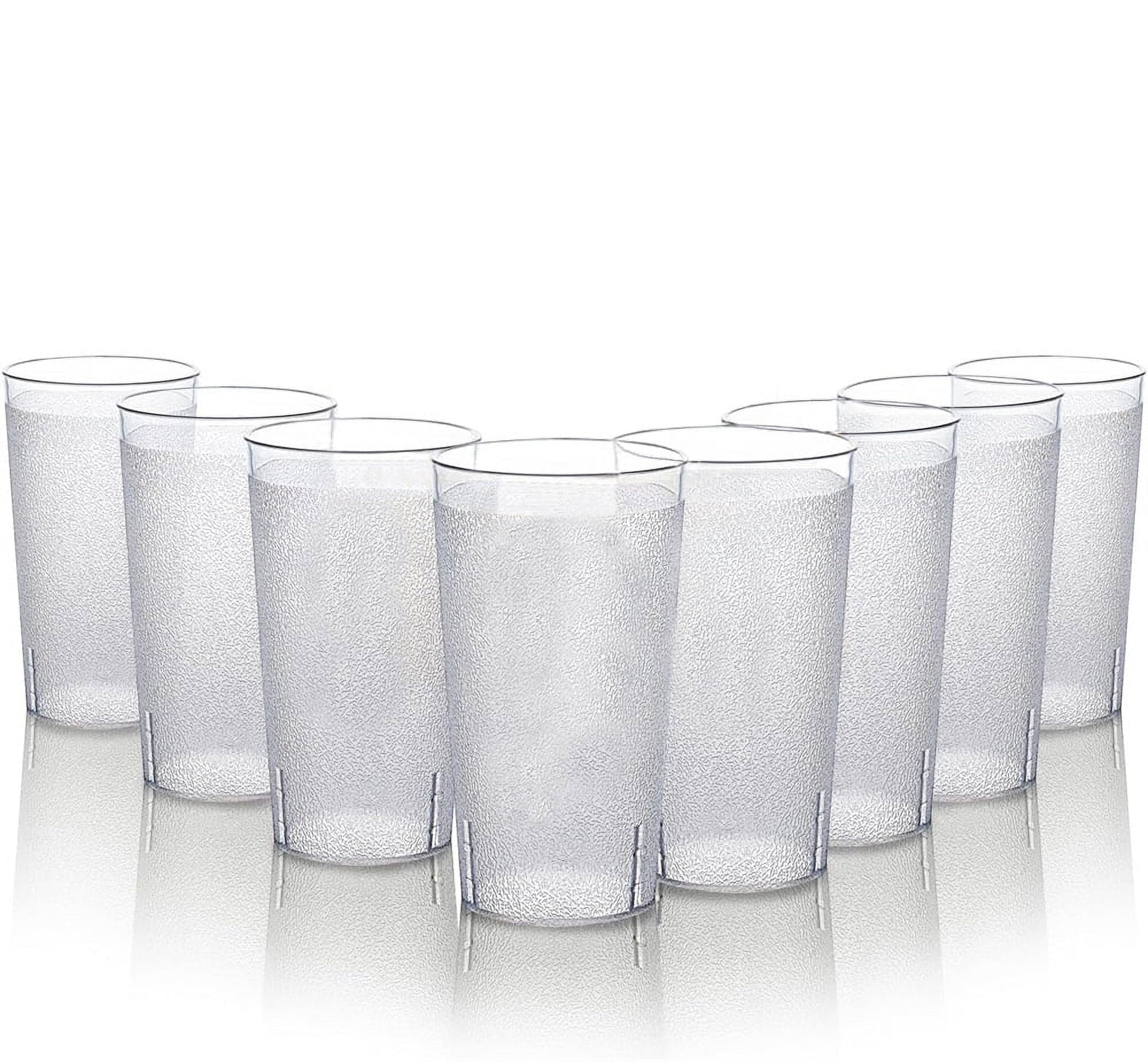 12oz Clear Plastic Cups Reusable Set of 8, Plastic Drinking Glasses ...