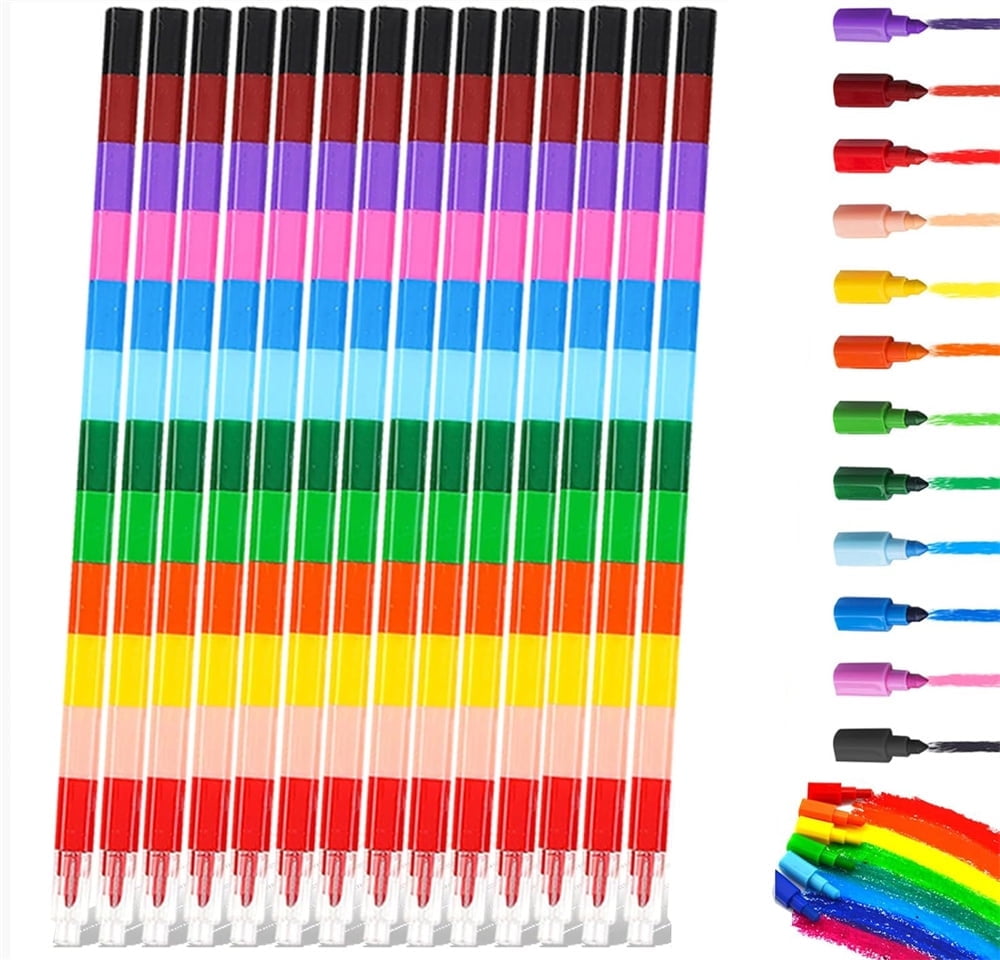 NOGIS 14 Pieces Stacking Crayons Stackable Buildable Crayons Colorful ...