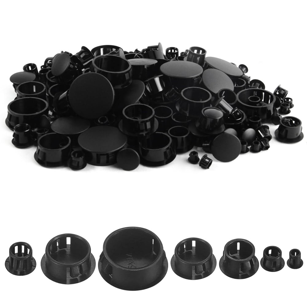 NOGIS 180Pcs Plastic Hole Plugs 7 Sizes Black Hole Plugs 1" 3/4" 1/2" 3 ...