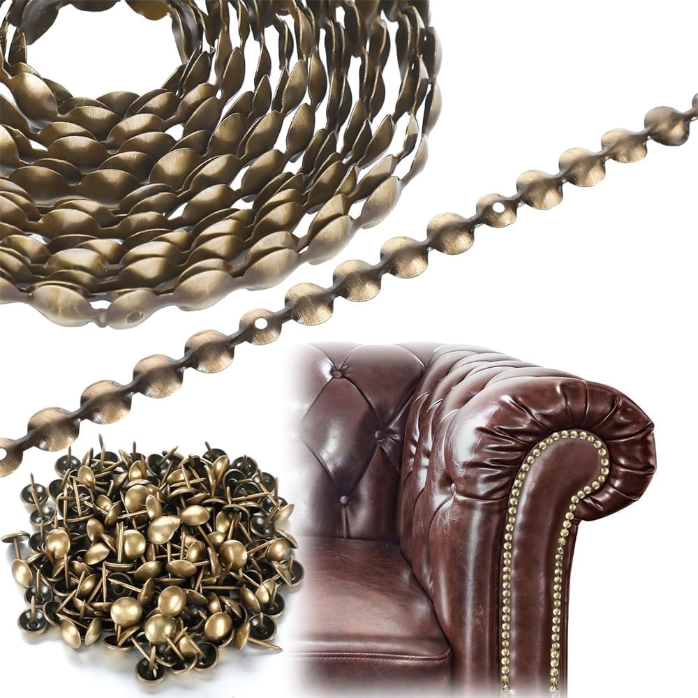 NOGIS 19.7ft D11mm Upholstery Tack Strip, Brass Decorative Nailhead ...