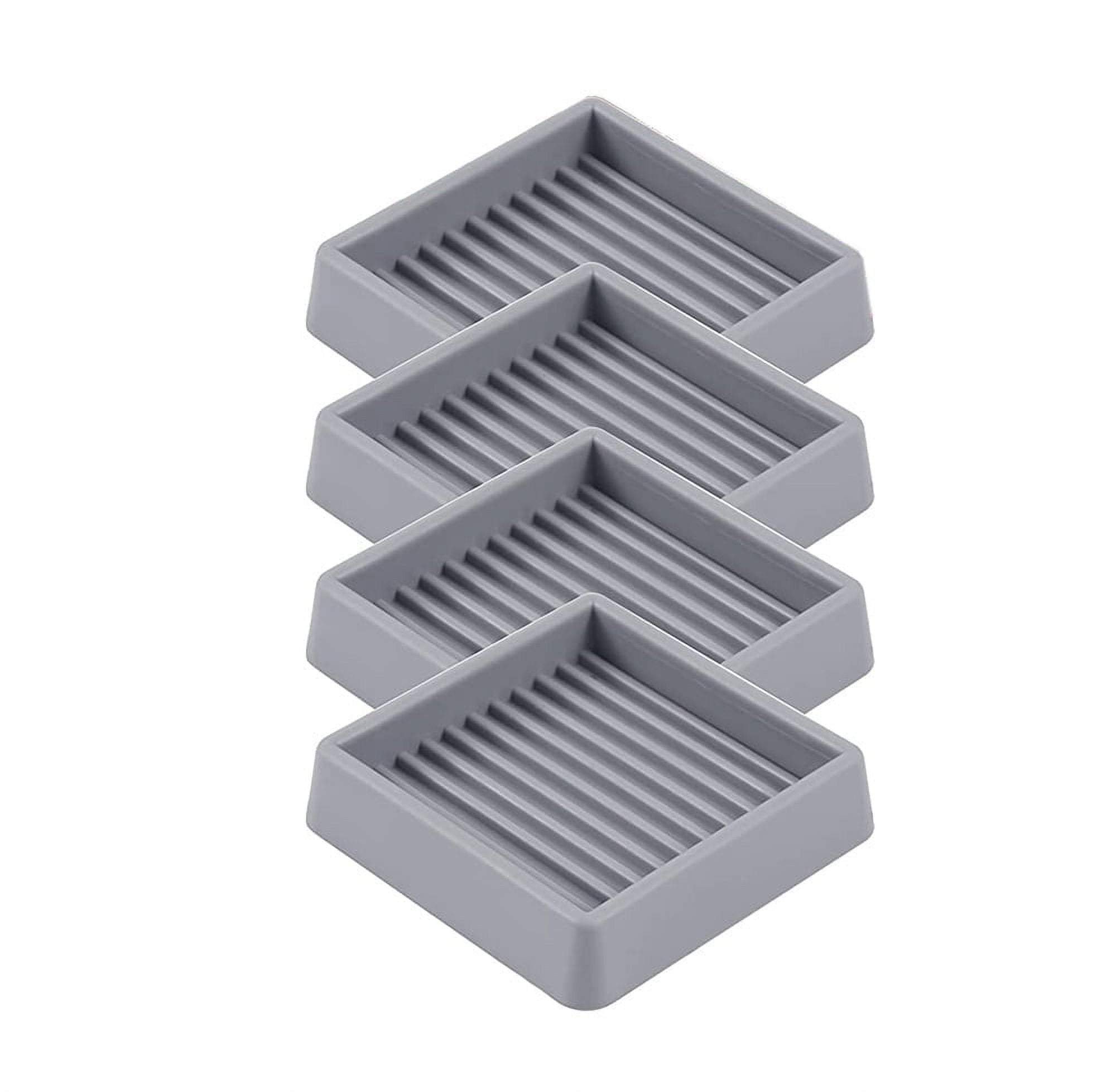NOGIS Anti-Sliding Square Rubber Furniture Caster Cups (Set of 4, Gray ...