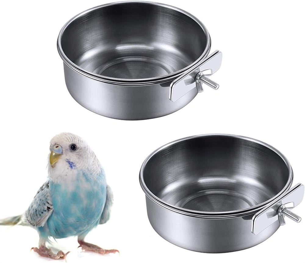 NOGIS 2 Pack Bird Feeding Cups with Clamp Holder, Parrot Food & Water ...