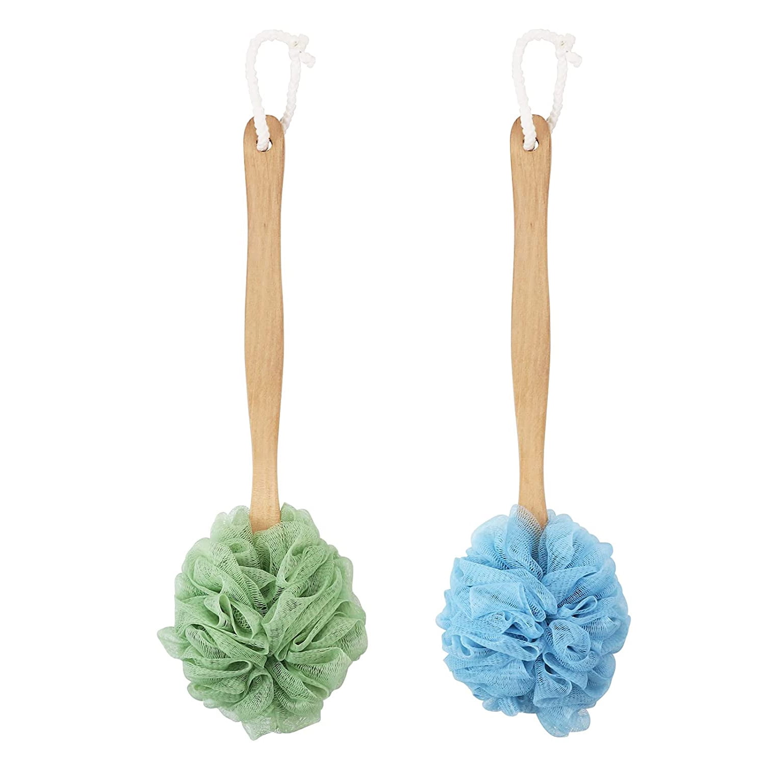 Nogis 2 Pack Large Bath Puff Loofah Sponge With Long Handle Shower