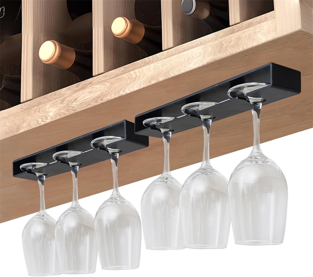 NOGIS 2 Pack Wine Glass Holder Under Shelf Cabinet Wine Glass Rack ...