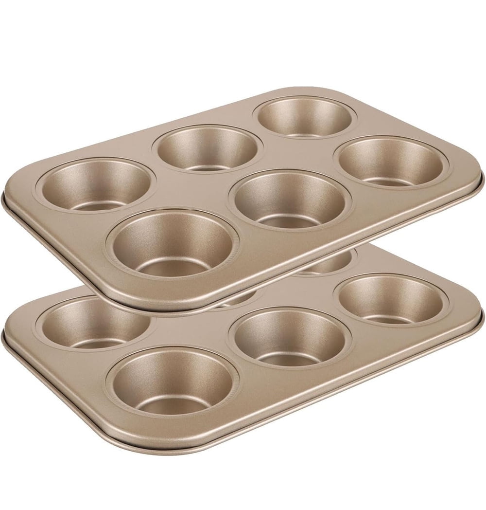 NOGIS 2 Packs Round Muffin Baking Pan, Premium Steel Muffin Pan for ...