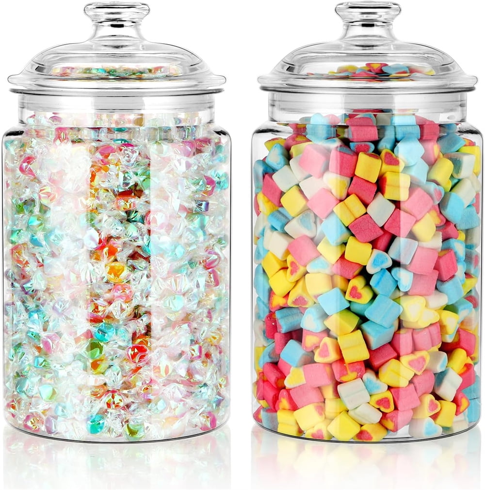 NOGIS 2 Pcs Candy Jar with Lids 1 Gallon Large Candy Containers Clear ...