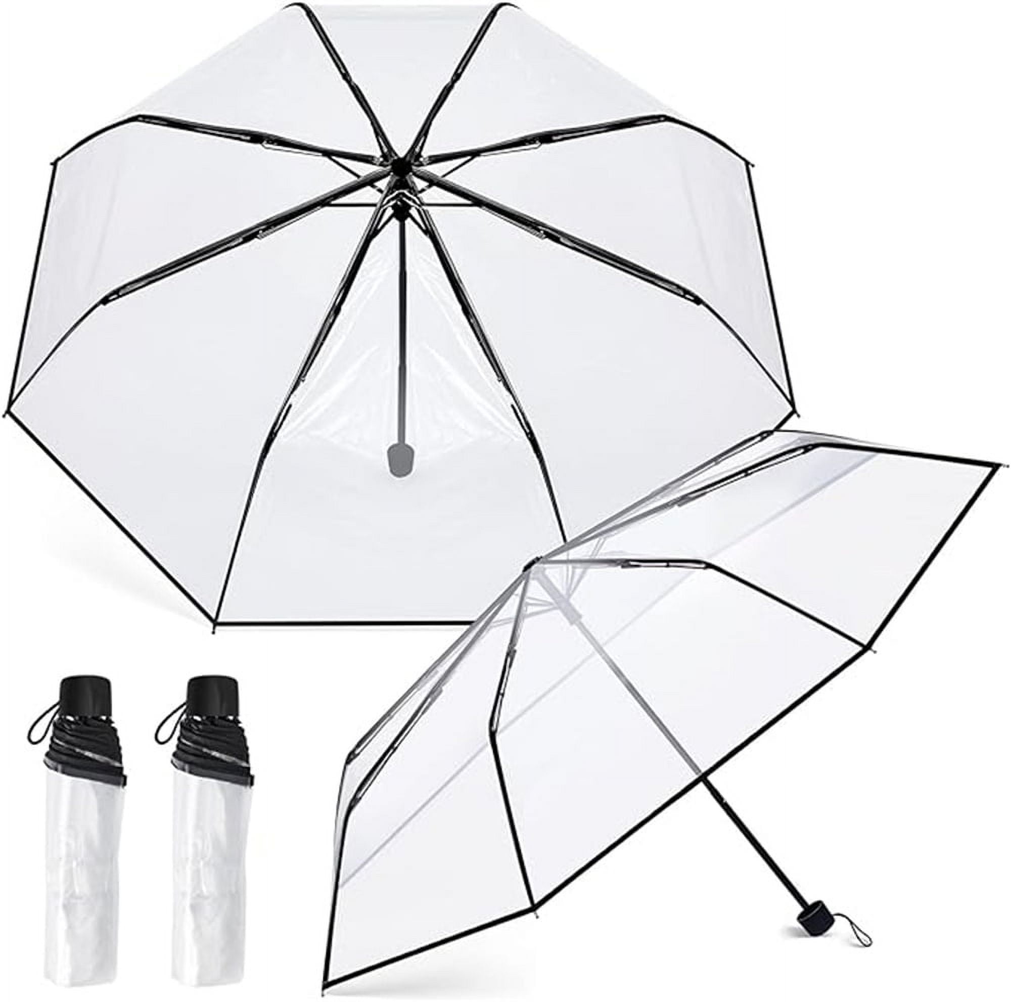 NOGIS 2 Pcs Clear Umbrella Transparent Portable Umbrella Compact ...