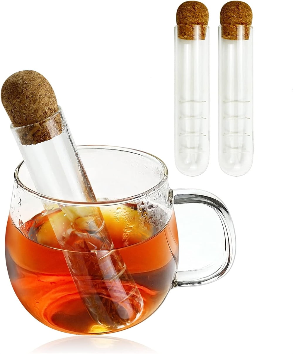 NOGIS 2 Pcs Individual Glass Tea Infuser Clear Tube Tea Strainer Cute ...