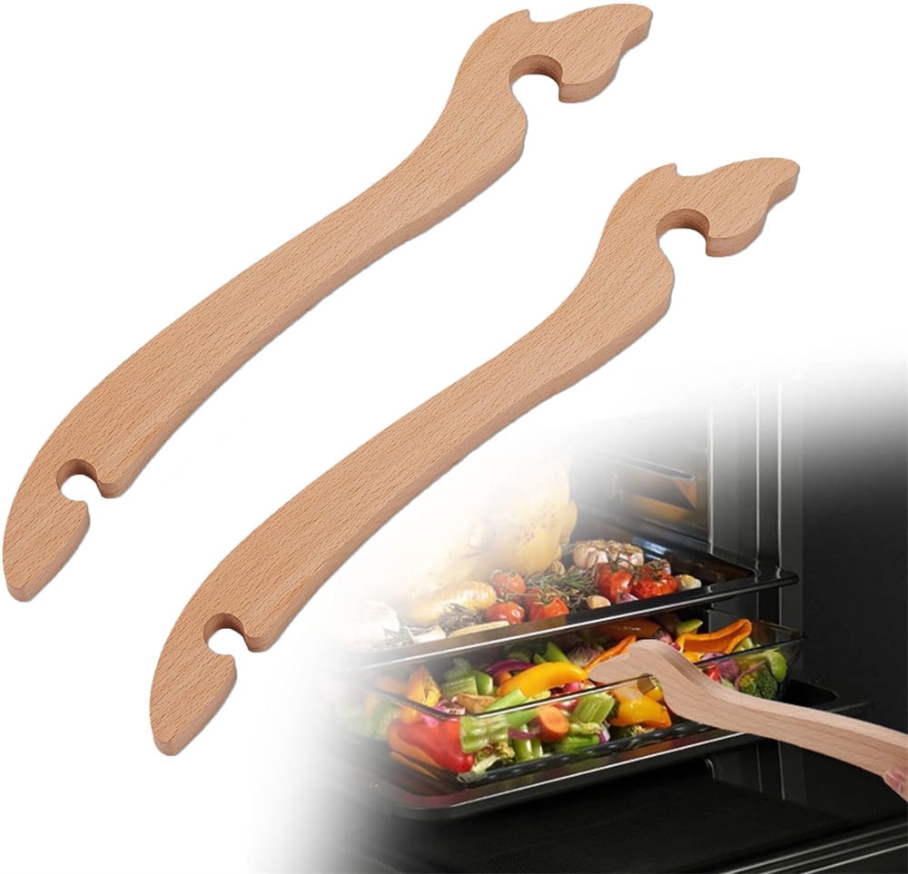 NOGIS 2 Pcs Wood Oven Rack Puller 11 Inches Oven Rack Push Pull Tool ...