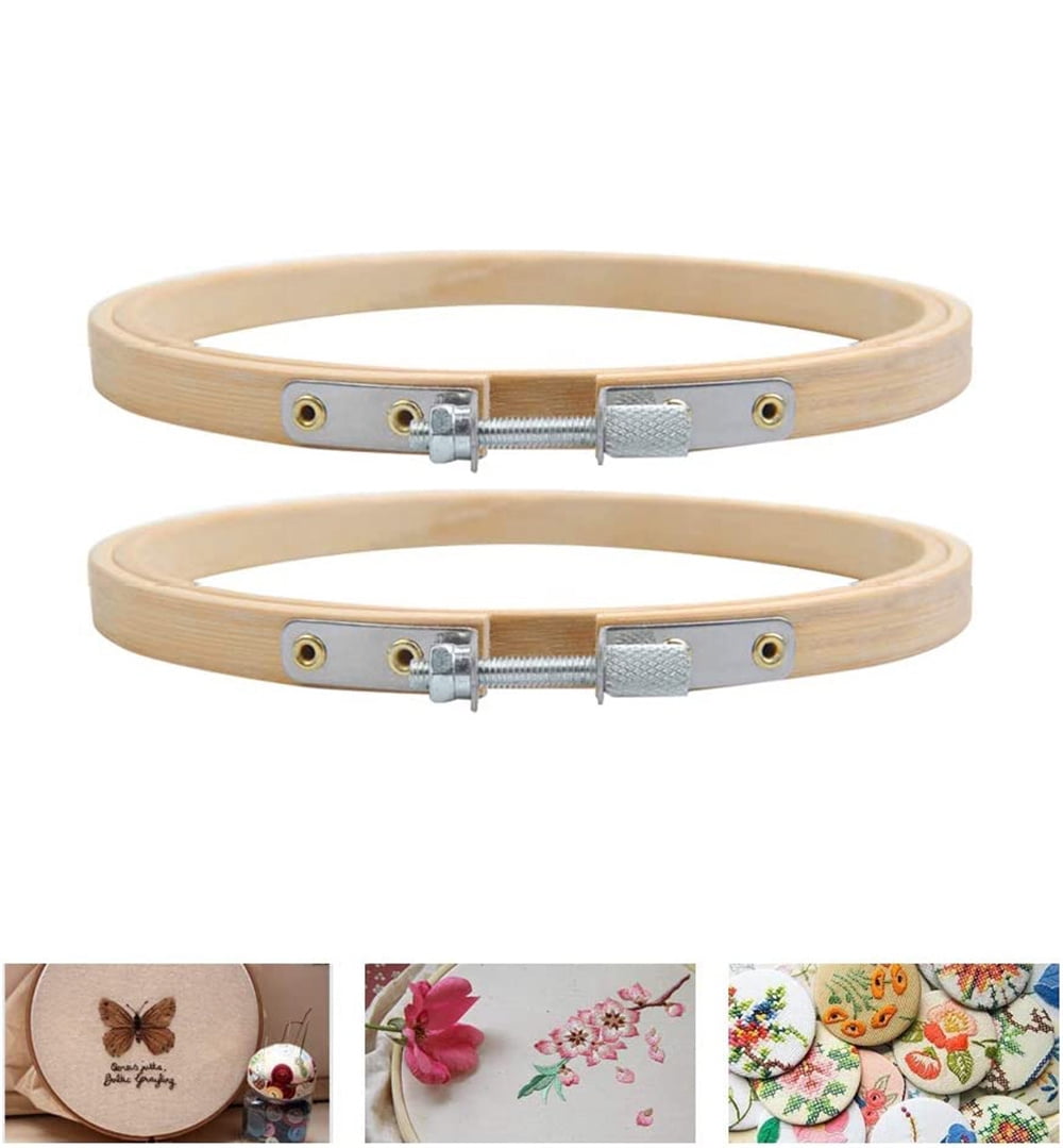 NOGIS 2 Pieces 4 Inch Embroidery Hoops Adjustable Bamboo Circle Cross ...