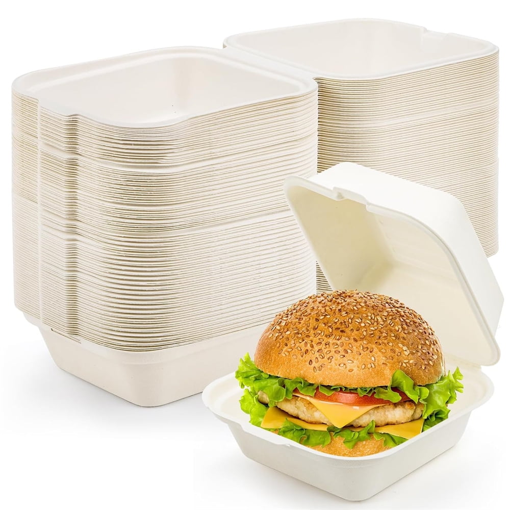 NOGIS 20 Pack 6 x 6 Inch Clamshell Takeout Tray,Microwaveable paper ...