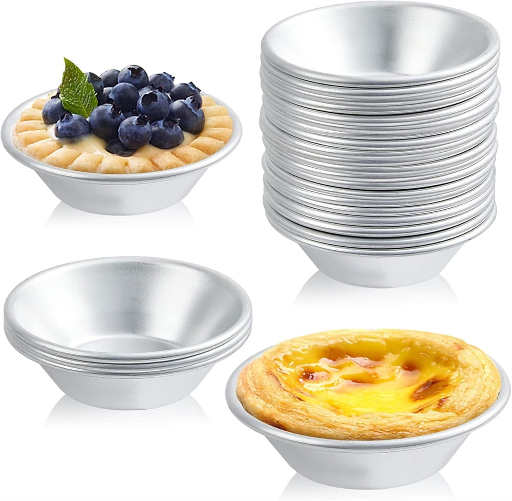 NOGIS 20 Pack Egg Tart Molds, Tartlets Dessert Mold Pans Tiny Pie Tin ...