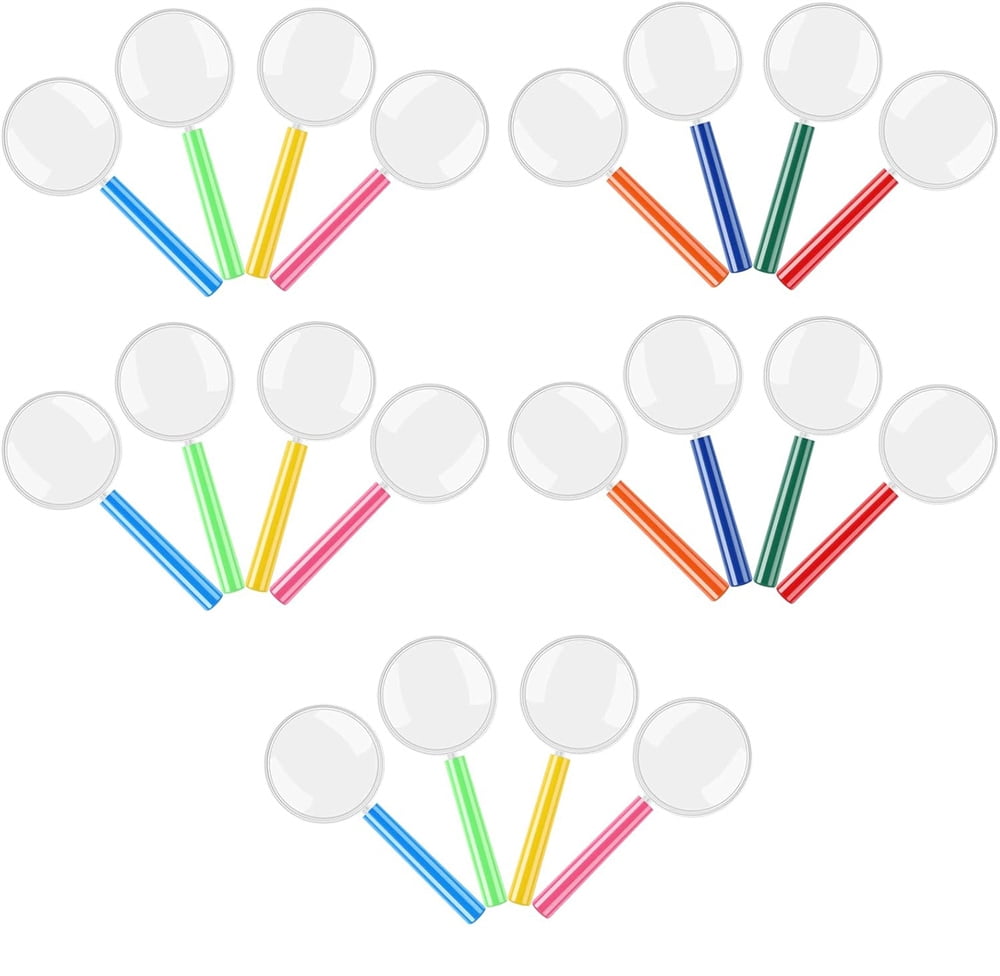 NOGIS 20 Pack Plastic Magnifying Glasses Mix-color Hand Held Magnifying ...